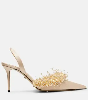 Mach & Mach Floating Pearls 85 Slingback Pumps