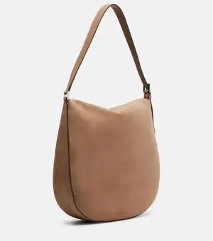 Savette Tondo Large Suede Shoulder Bag - Beige