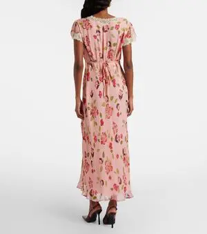 Rixo Clarice Floral Lace-trimmed Midi Dress - Pink