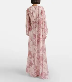 Erdem Floral Silk Voile Gown - Pink