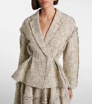 Erdem Cotton-blend Tweed Peplum Jacket