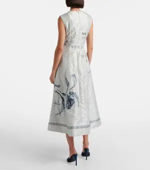 Erdem Printed Satin Twill Midi Dress - Blue