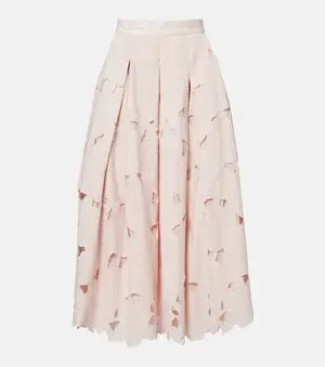 Erdem Cutout Floral Pleated Midi Skirt - Pink