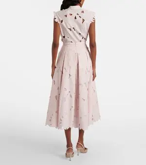 Erdem Cutout Floral Pleated Midi Skirt - Pink