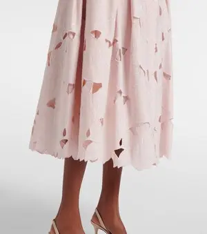 Erdem Cutout Floral Pleated Midi Skirt - Pink