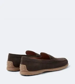 TOD'S Suede Almond Toe Loafers - Brown