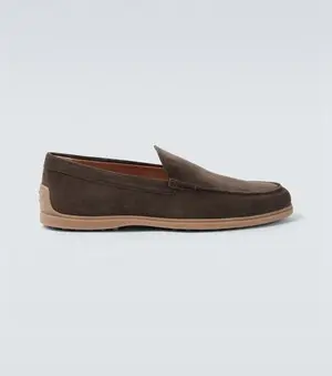 TOD'S Suede Almond Toe Loafers - Brown