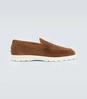 TOD'S Suede Almond Toe Loafers - Brown