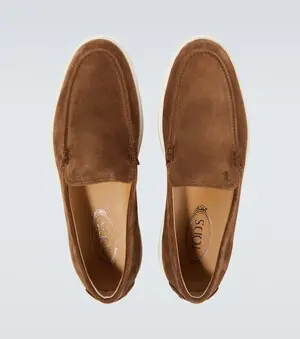 TOD'S Suede Almond Toe Loafers - Brown