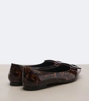 ROGER VIVIER Gommettine Patent Leather Ballet Flats - Brown