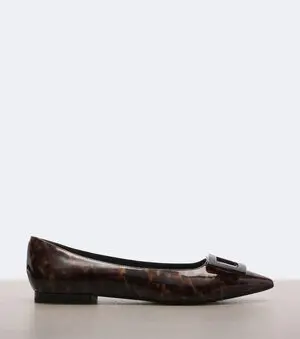 ROGER VIVIER Gommettine Patent Leather Ballet Flats - Brown