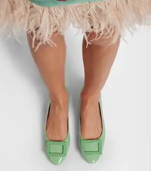 ROGER VIVIER Patent Ballet Flats - Green