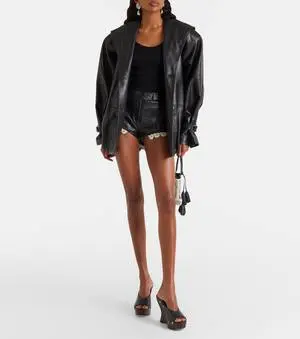 Magda Butrym 115 Studded Leather Wedge Mules - Black