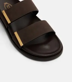 TOD'S Suede Slingback Sandals - Brown