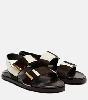 TOD'S Printed Calf Hair Sandals - Brown