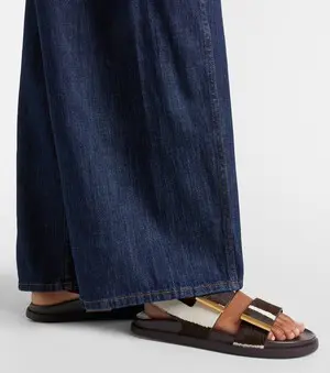 TOD'S Printed Calf Hair Sandals - Brown