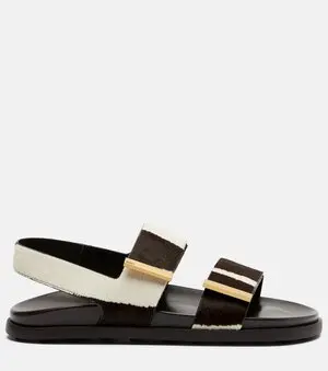 TOD'S Printed Calf Hair Sandals - Brown