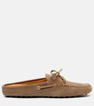 TOD'S Suede Slip-on Loafers - Beige