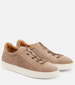 TOD'S Suede Lace-up Sneakers - Beige