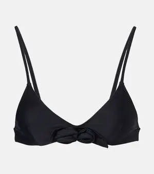 Coperni Floral-appliqué Bikini Top - Black