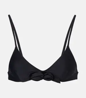 Coperni Floral-appliqué Bikini Top - Black