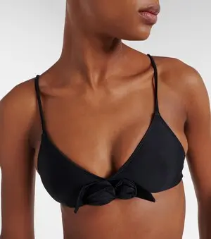 Coperni Floral-appliqué Bikini Top - Black