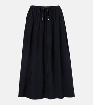 Veronica Beard Bates Gathered Taffeta Midi Skirt - Blue