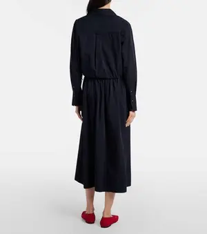 Veronica Beard Bates Gathered Taffeta Midi Skirt - Blue