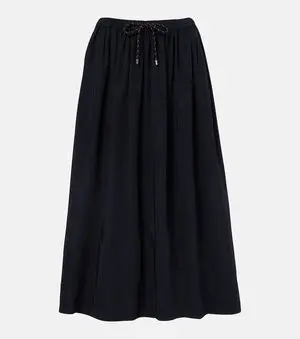 Veronica Beard Bates Gathered Taffeta Midi Skirt - Blue