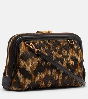 Etro Leather-trimmed Raffia-effect Crossbody Bag