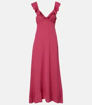Chloé Ruffled Silk Midi Dress - Pink