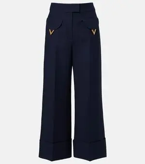 Valentino Garavani Crepe Couture Wide-leg Pants - Blue