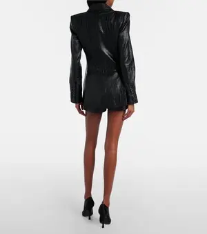 Alex Perry Croc-effect Leather Shorts