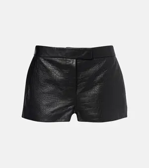 Alex Perry Croc-effect Leather Shorts - Black