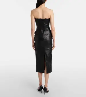 Alex Perry Strapless Leather Midi Dress