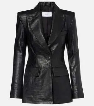Alex Perry Croc-effect Leather Blazer