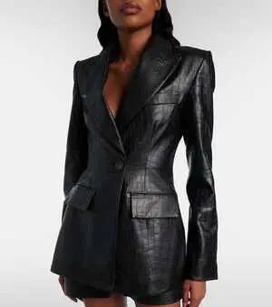 Alex Perry Croc-effect Leather Blazer