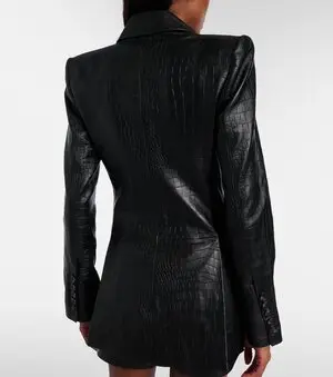 Alex Perry Croc-effect Leather Blazer - Black