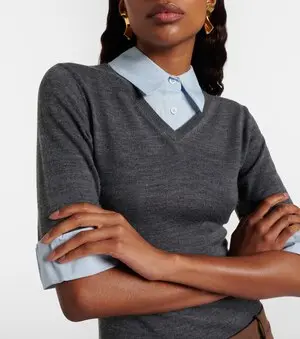 Staud Layered Wool-blend Midi Dress