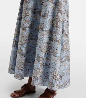 Staud Floral Cotton Midi Skirt