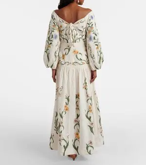 Agua Bendita Floral Cotton Maxi Dress
