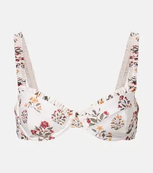 Agua Bendita Floral Underwire Bikini Top - White