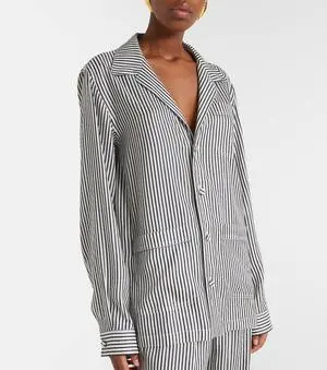 TOM FORD Striped Oversized Silk Shirt - Black