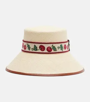 Valentino Garavani Cherryfic Straw Bucket Hat - Beige