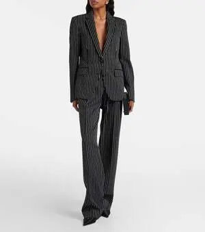 TOM FORD Pinstripe Wool And Cotton Blazer - Black