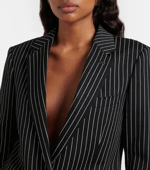 TOM FORD Pinstripe Wool And Cotton Blazer - Black