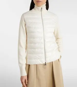 Moncler Down-paneled Virgin Wool Cardigan