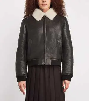 FRAME The Shrunken Bomber Jacket - Black