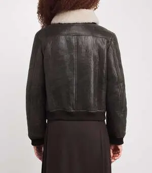 FRAME The Shrunken Bomber Jacket - Black