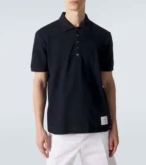 Thom Browne 4-bar Cotton Piqué Polo Shirt - Blue